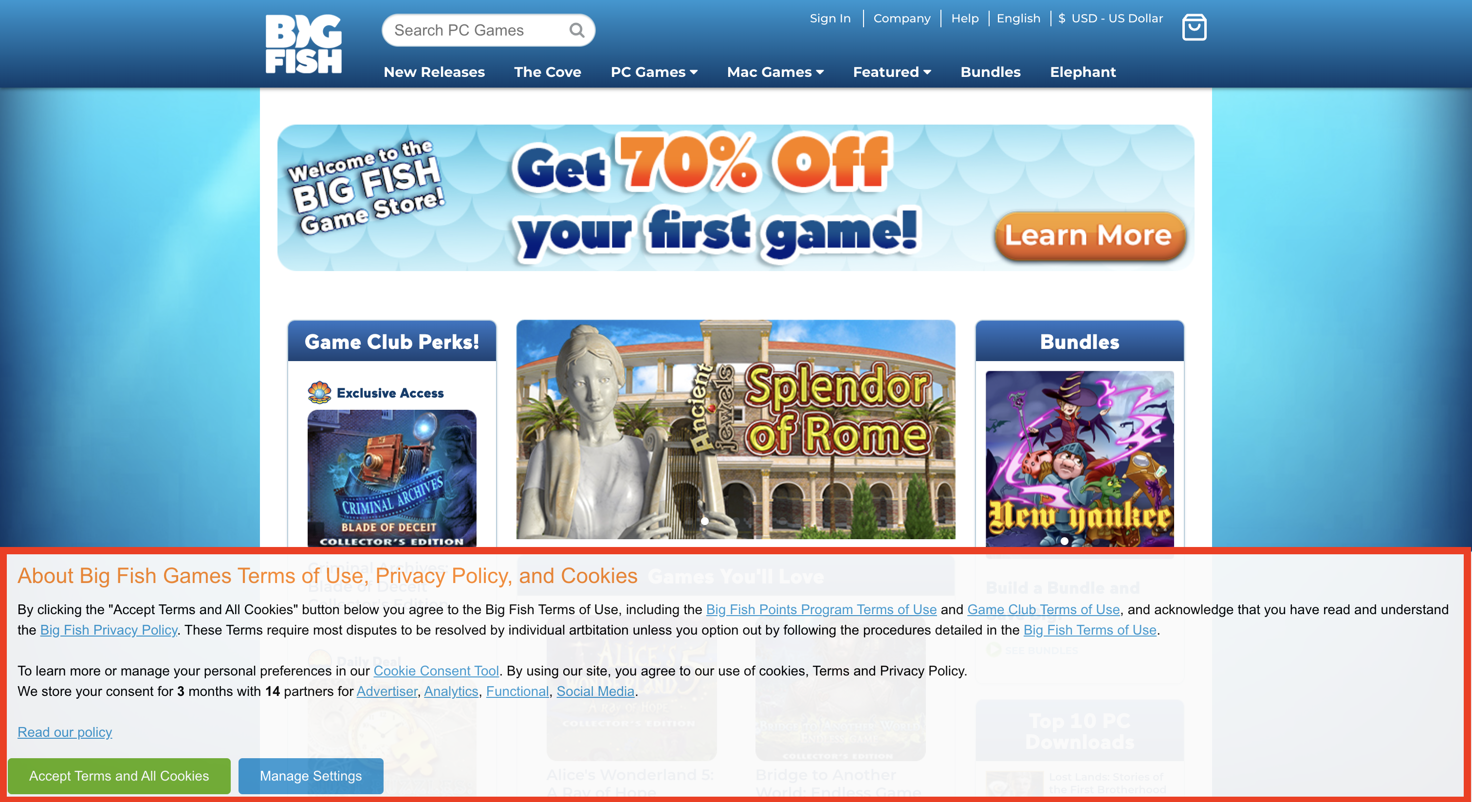 Cookie Policy Dialog Popping Up on Every Page / Login issues – Big Fish ...